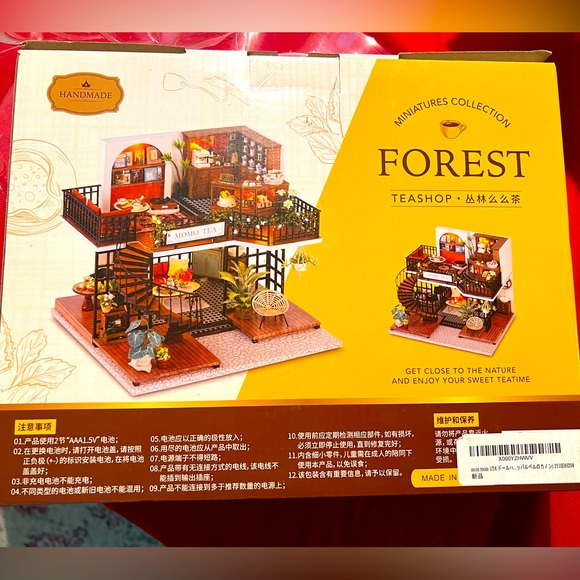 Rowood Toys Forest Teashop 3d Diy House Led Music Doll House